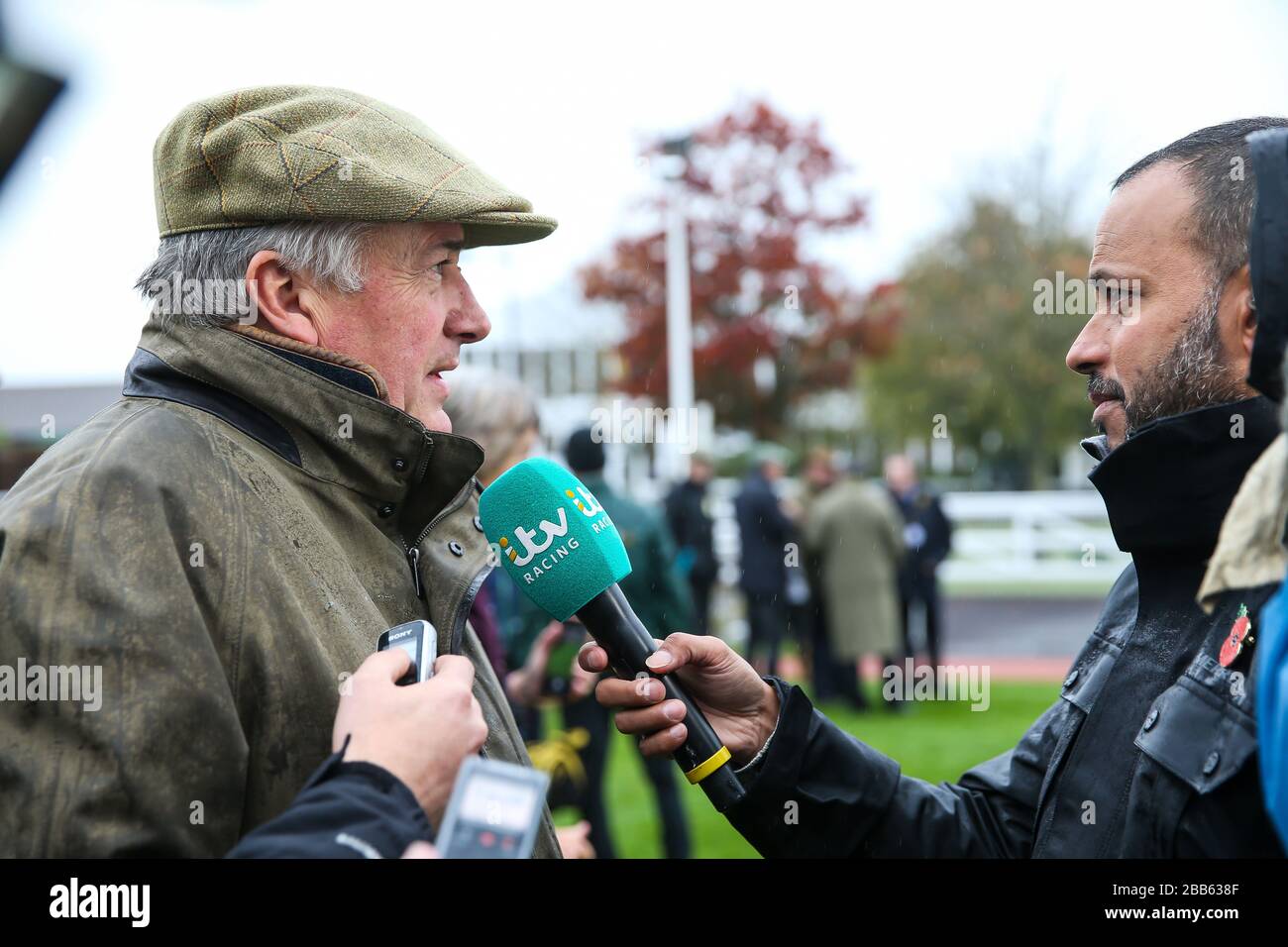ITV Racing commentator Rishi Persad interviews trainer Paul Nicholls ...