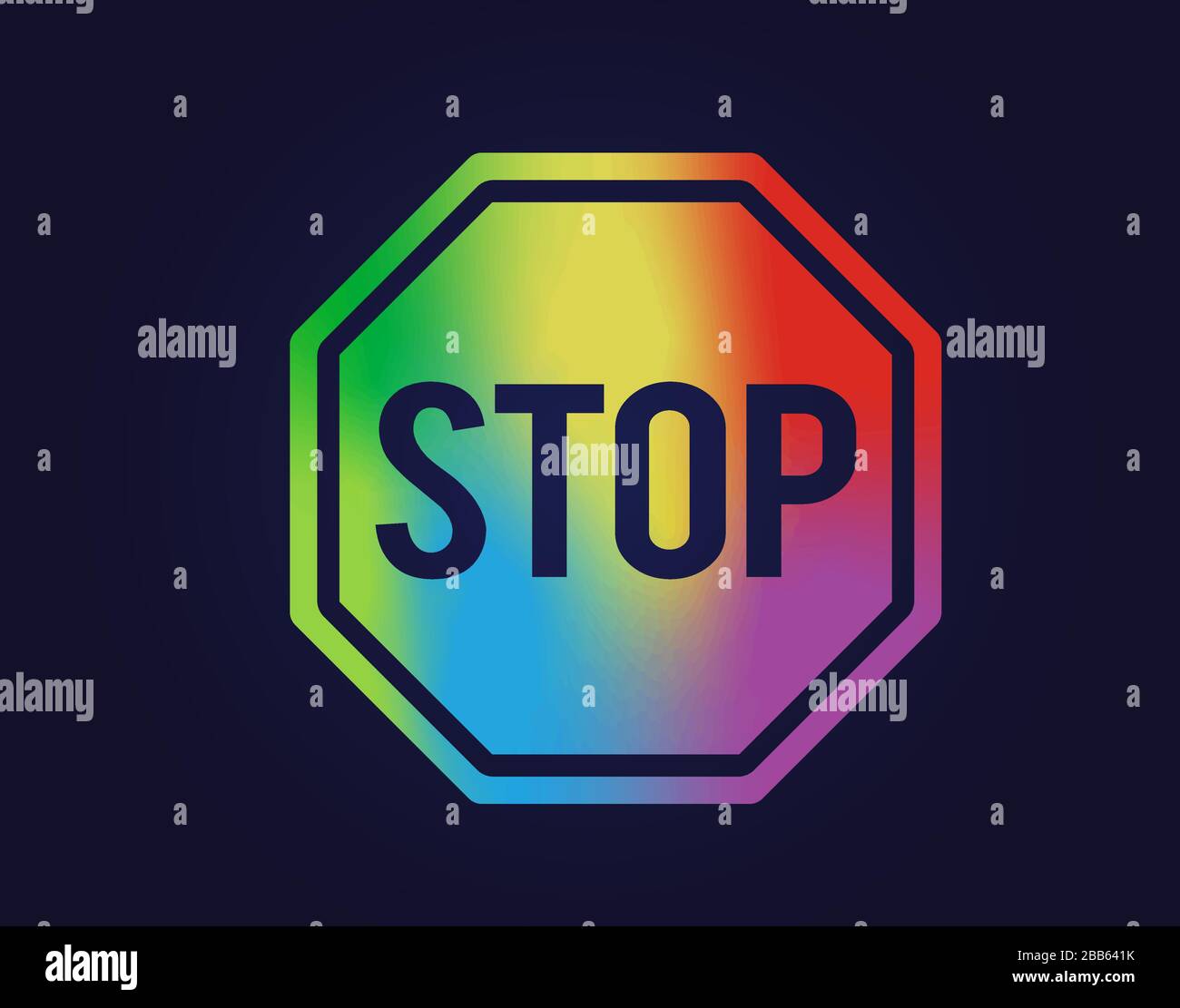 The rainbow stop warning sign flat icon street symbol vector format ...