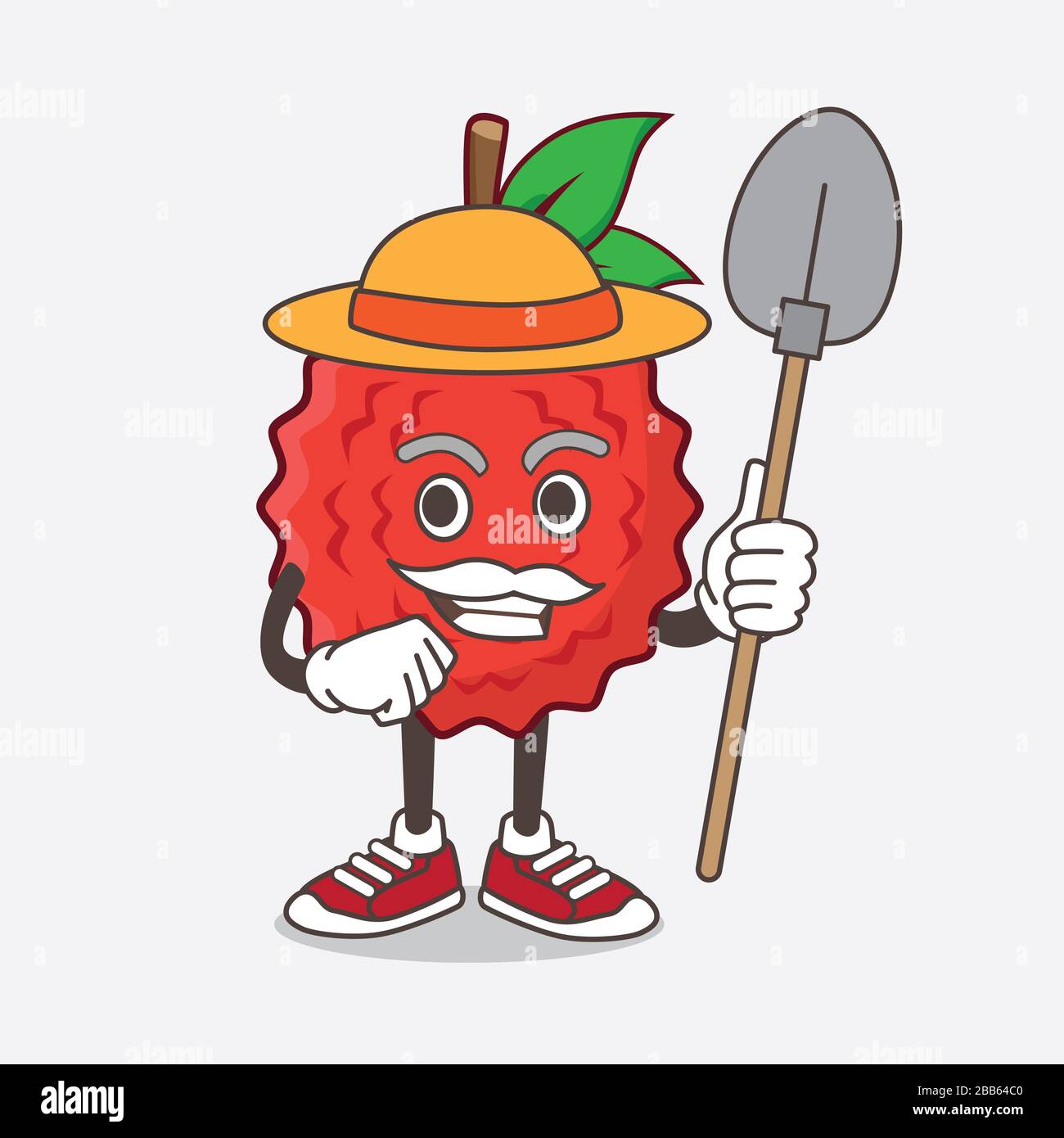 An illustration of Lychee Fruit cartoon mascot character with hat and ...