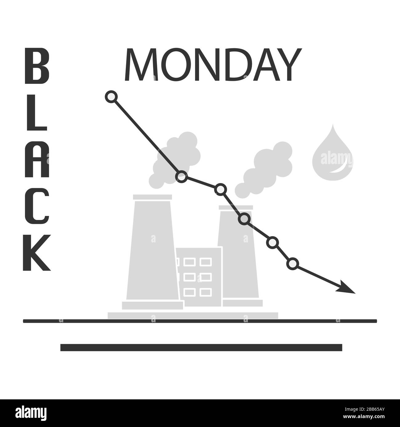 Vector illustration Oil industry. Falling prices. Economic crisis ...