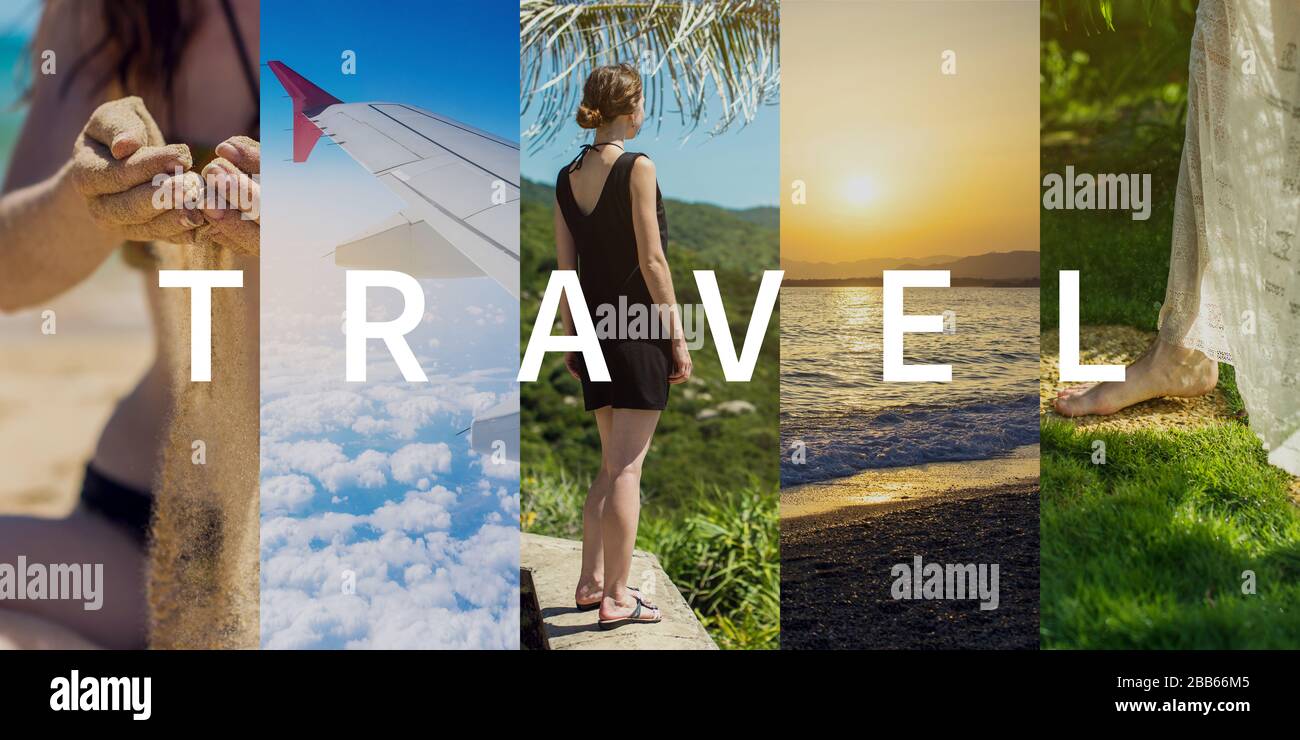 Travel to summer warm tropical places to the ocean. The concept of life ...