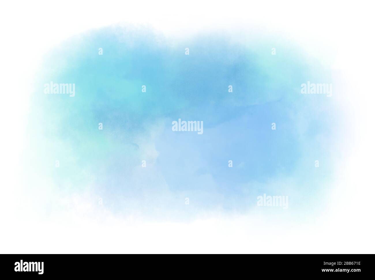 Light blue and mint green watercolor brush splash cloud. Ethereal ...