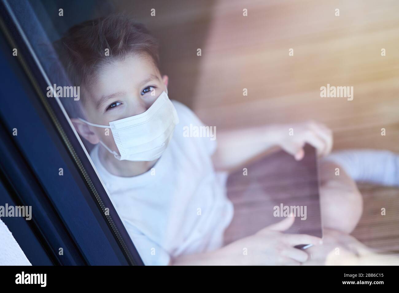 Little boy at home quarantine during coronavirus pandemic Stock Photo ...