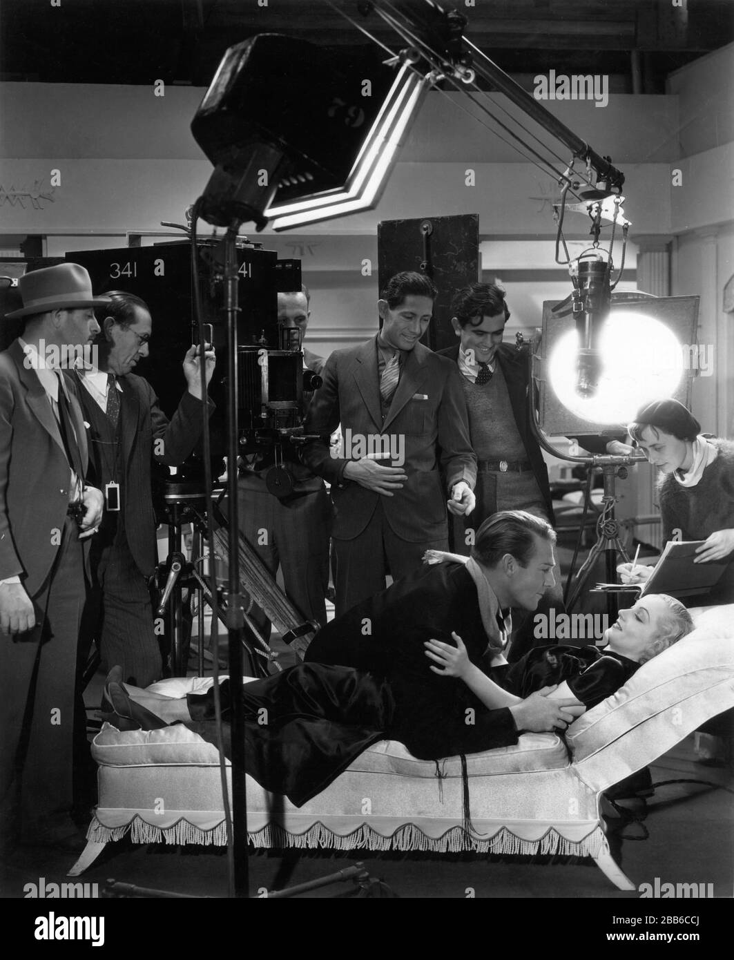 Director VICTOR HALPERIN with film crew on set candid with RANDOLPH ...