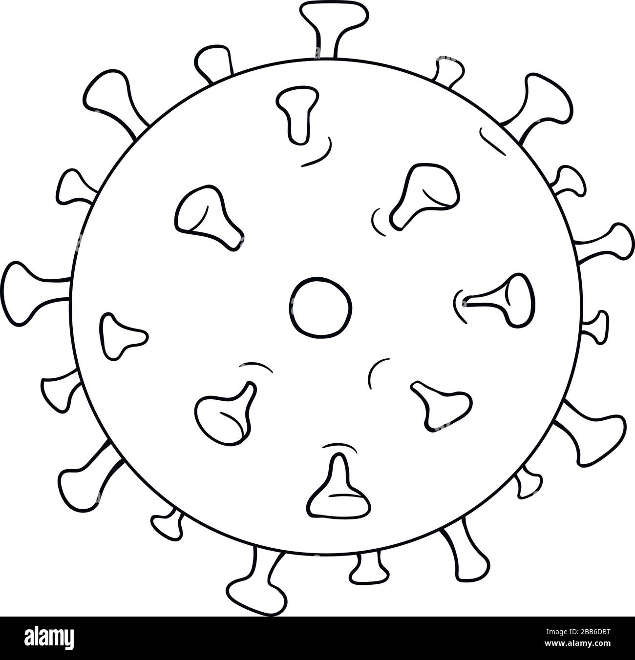 Vector drawing of outline human Coronavirus virion in black isolated on ...
