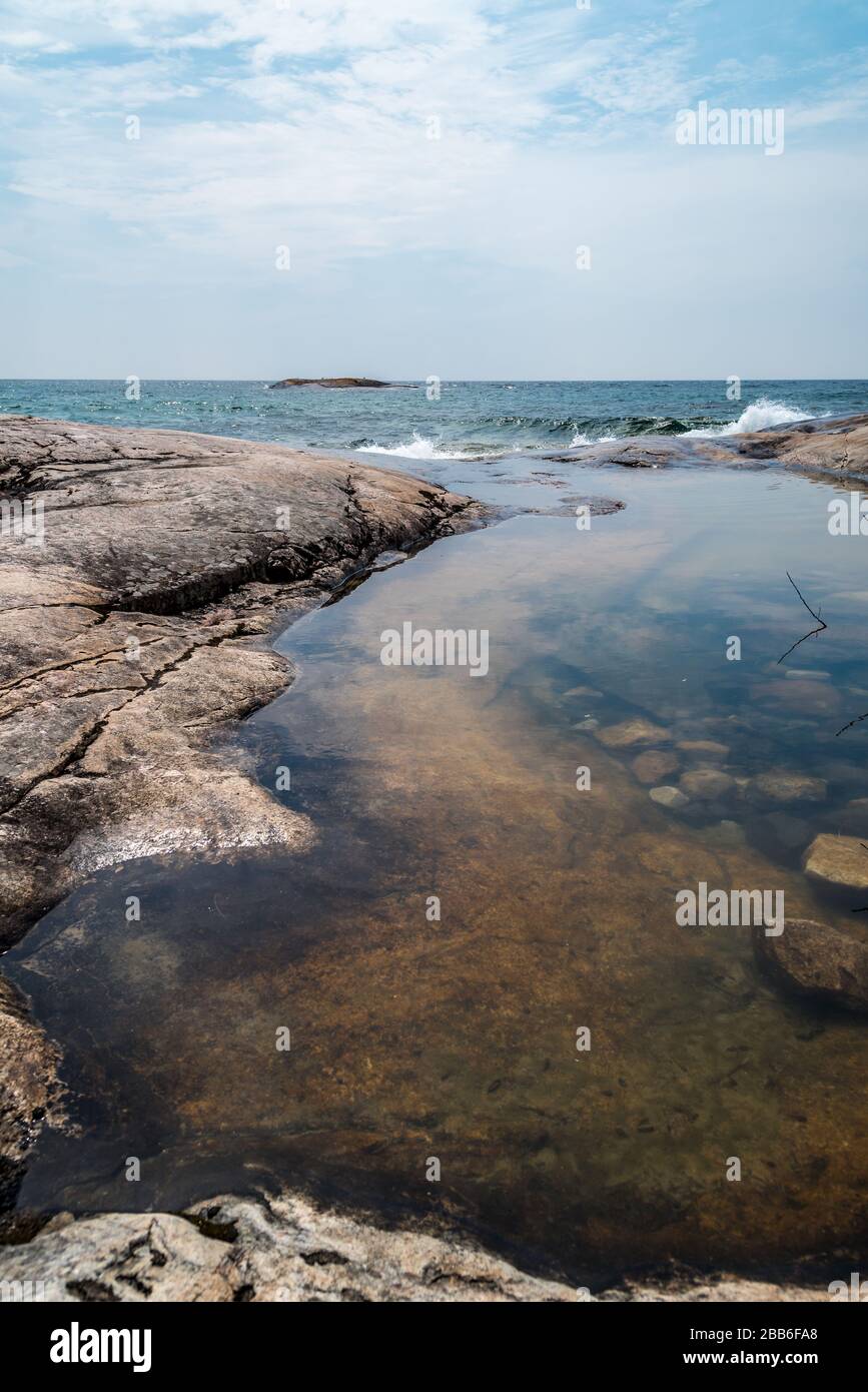 Rocky promontory in Superior Lake Park. Canada Stock Photo - Alamy