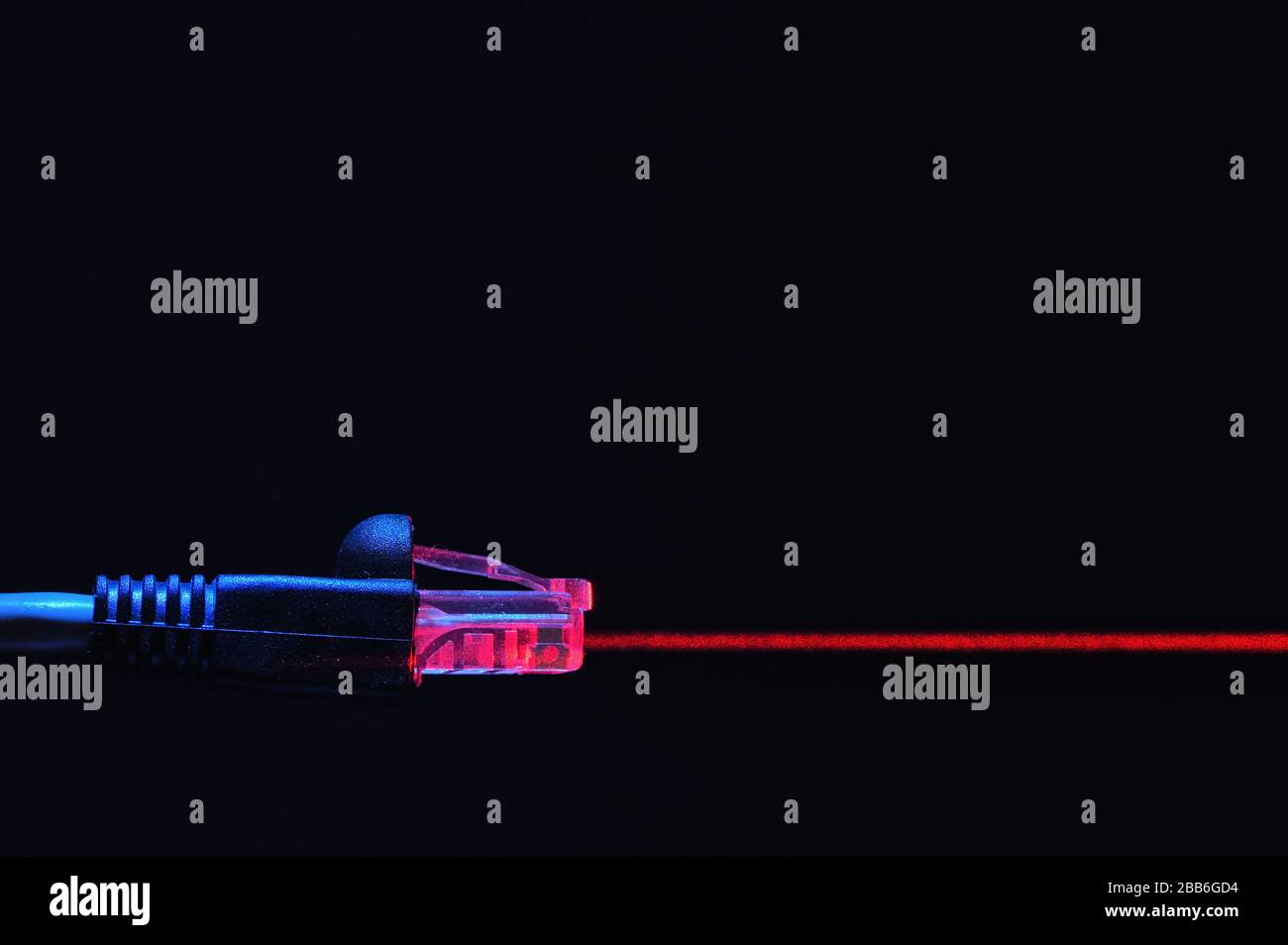 Lan Cable Is Connecting Internet and Red Laser Stock Photo - Alamy