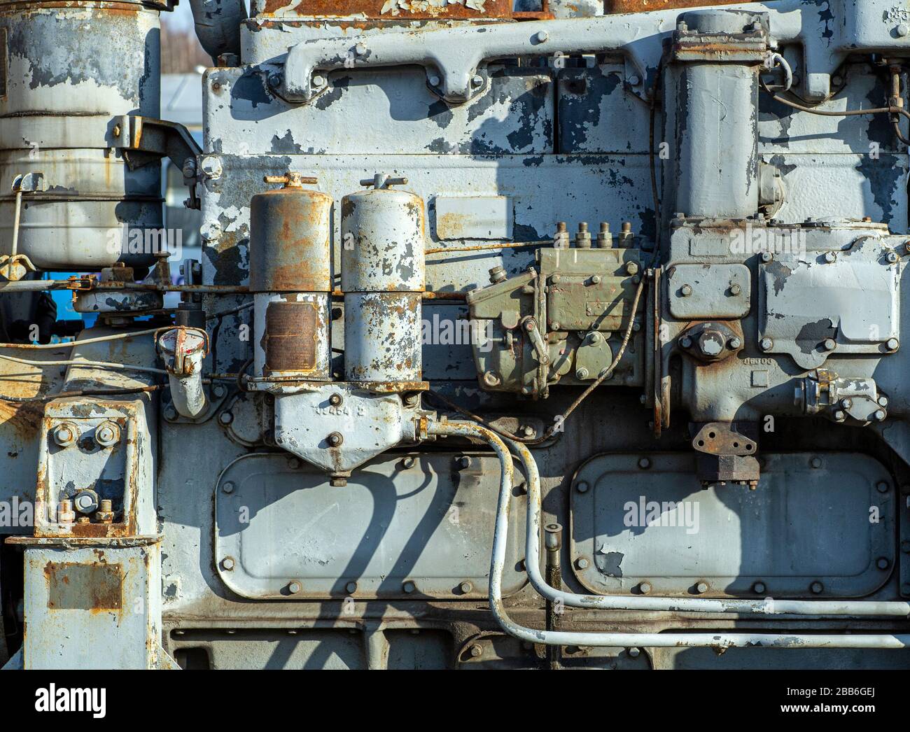 Old engine (motor, machine tool, mechanism) background. Old metal ...