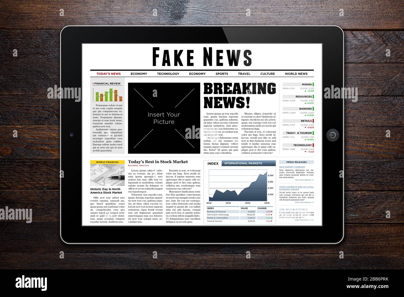 A daily newspaper showing 'Fake News' as headline Stock Photo - Alamy