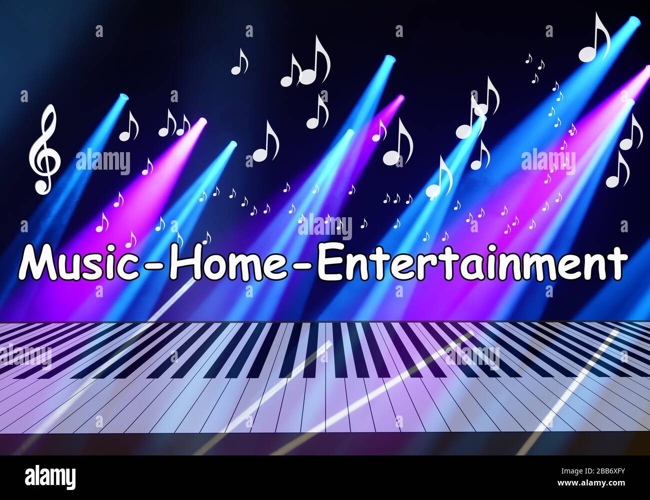 Background Music-Home-Entertainment with piano, notes and spotlights ...