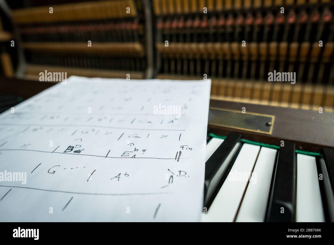 Open piano shows inside mechanics Stock Photo - Alamy
