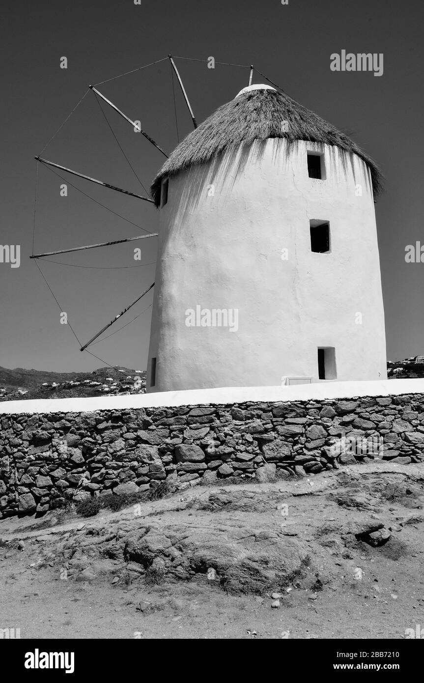 Windmills windmill port harbour Black and White Stock Photos & Images ...