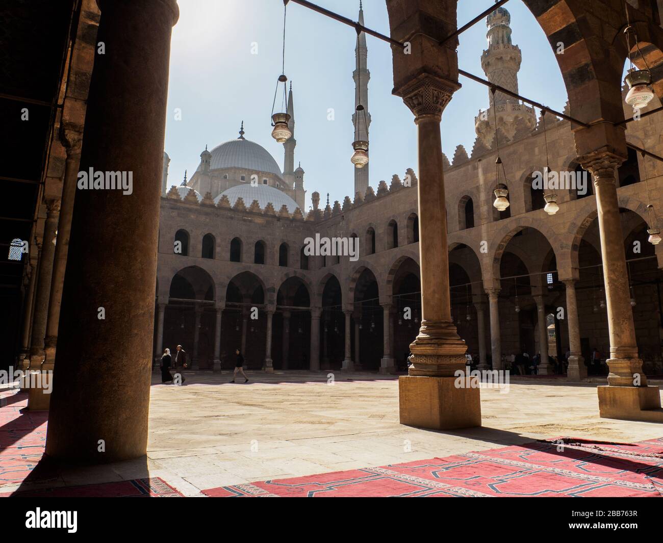 Cairo, Egypt, February 2020 the inside patio of a traditional mosque ...