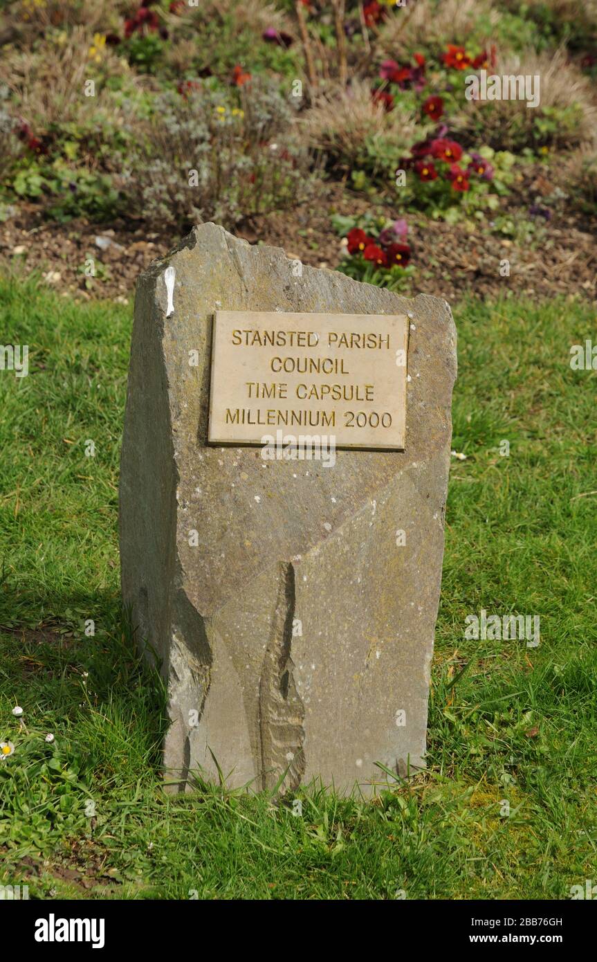 Time Capsule Stone, Stansted Mountfitchet, Essex, placed here for the ...