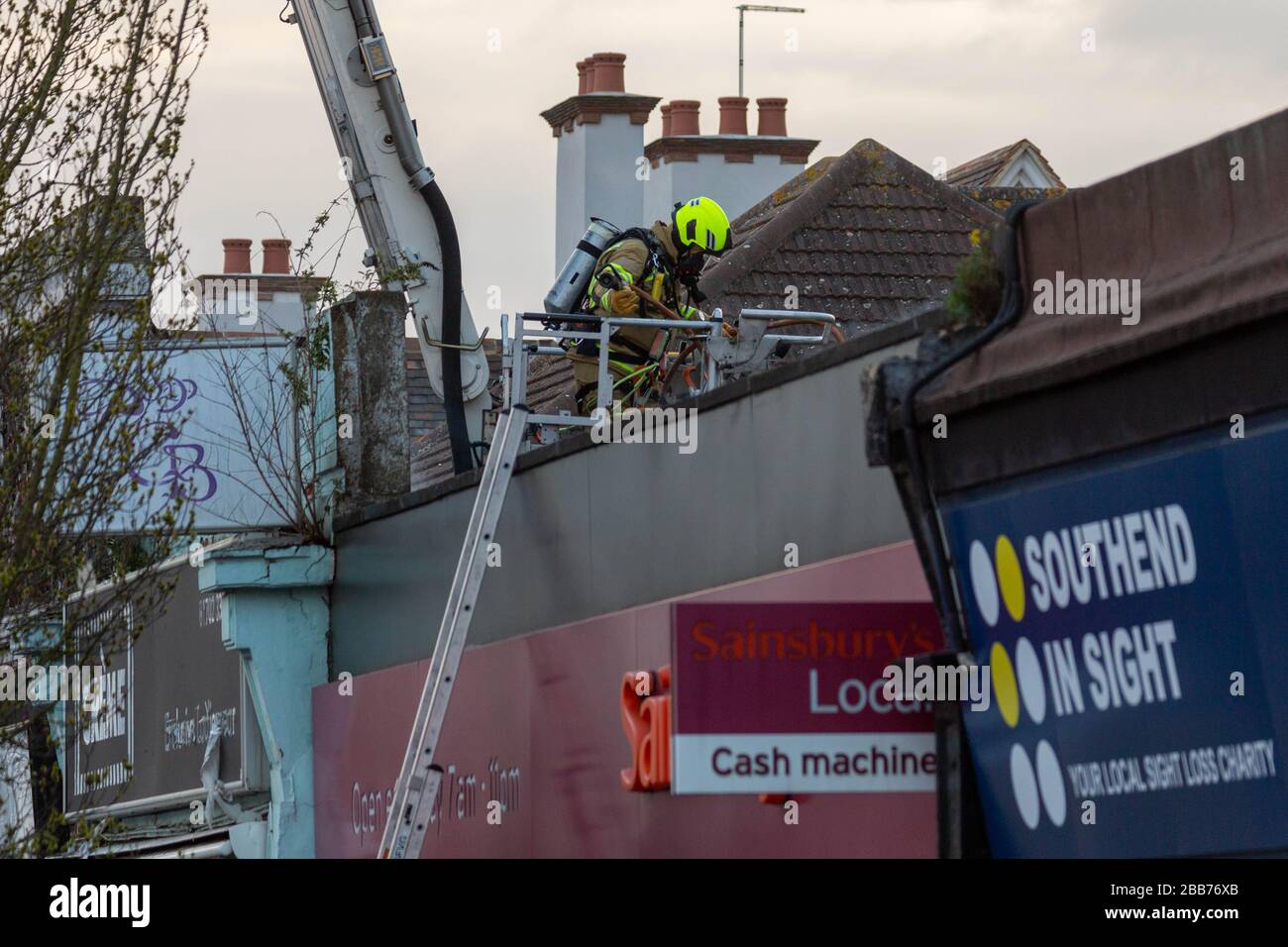 Southend-on-Sea, UK. 30th Mar, 2020. A firefighter from Essex Fire and ...