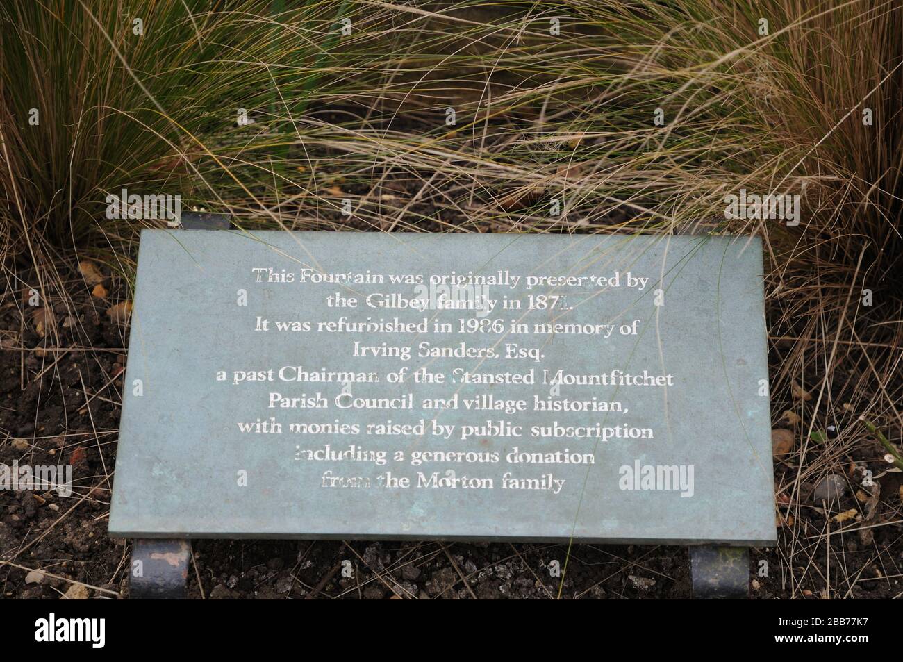 Stone Plaque. at the Fountain, Stansted Mountfitchet, Essex, which was ...
