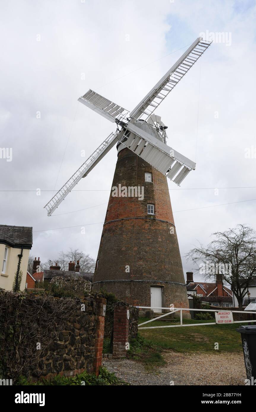 Windmill, Stansted Mountfitchet, Essex, is a red brick round tower mill ...