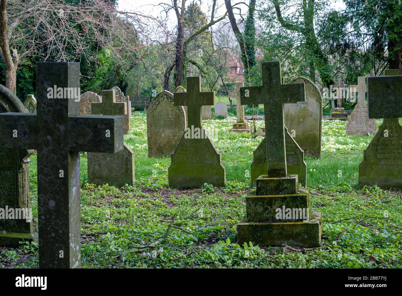English Village Graveyard and Churchyard in Hampshire, England Stock ...