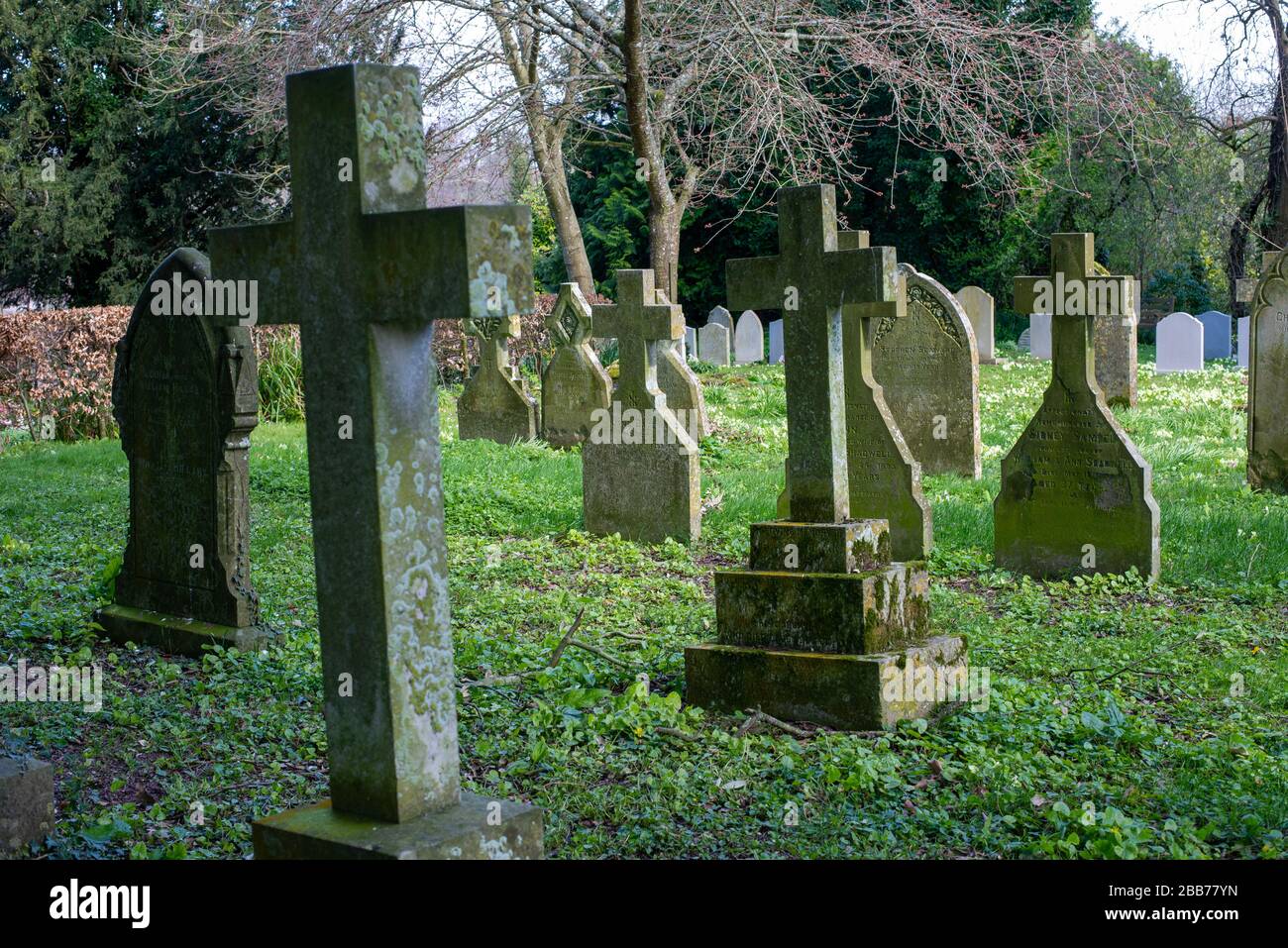 English Village Graveyard and Churchyard in Hampshire, England Stock ...