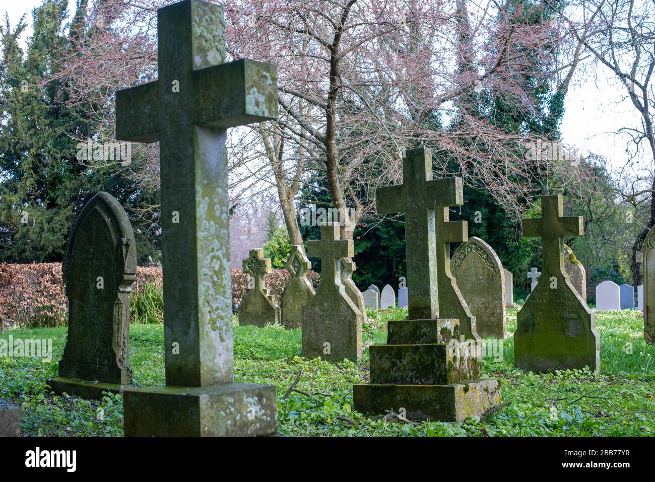 English Village Graveyard and Churchyard in Hampshire, England Stock ...