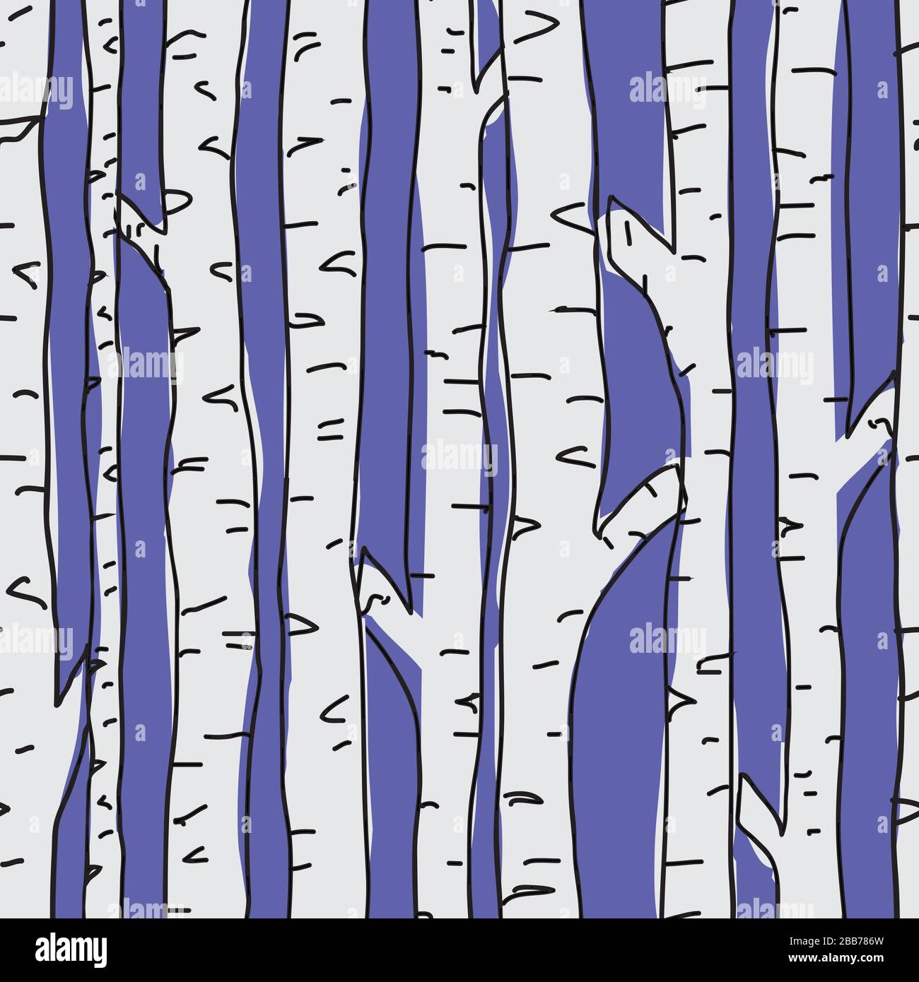 Birch trees seamless pattern on blue background. Seamless, repeat ...