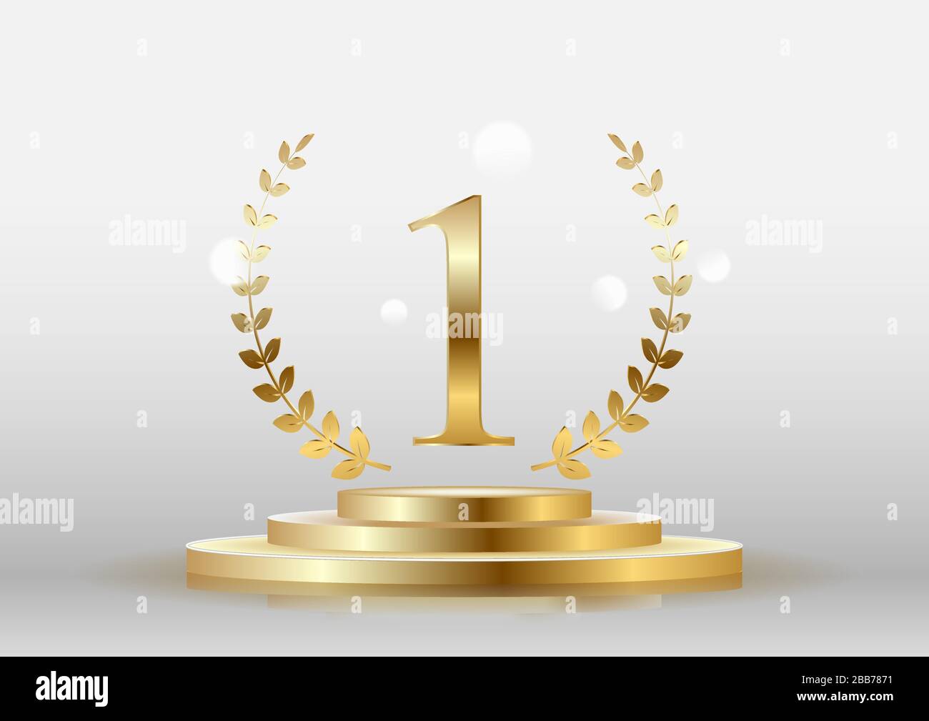 Stage podium with the number one gold on a white background Stock ...