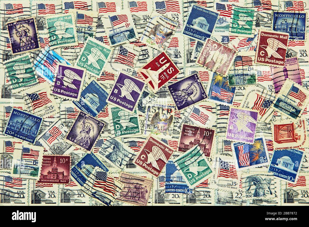 Set of various USA postage stamps suitable as background Stock Photo ...