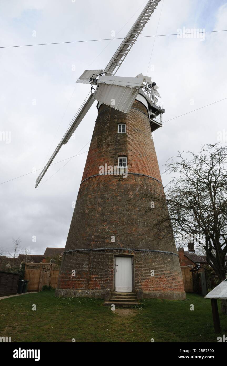 Windmill, Stansted Mountfitchet, Essex, is a red brick round tower mill ...