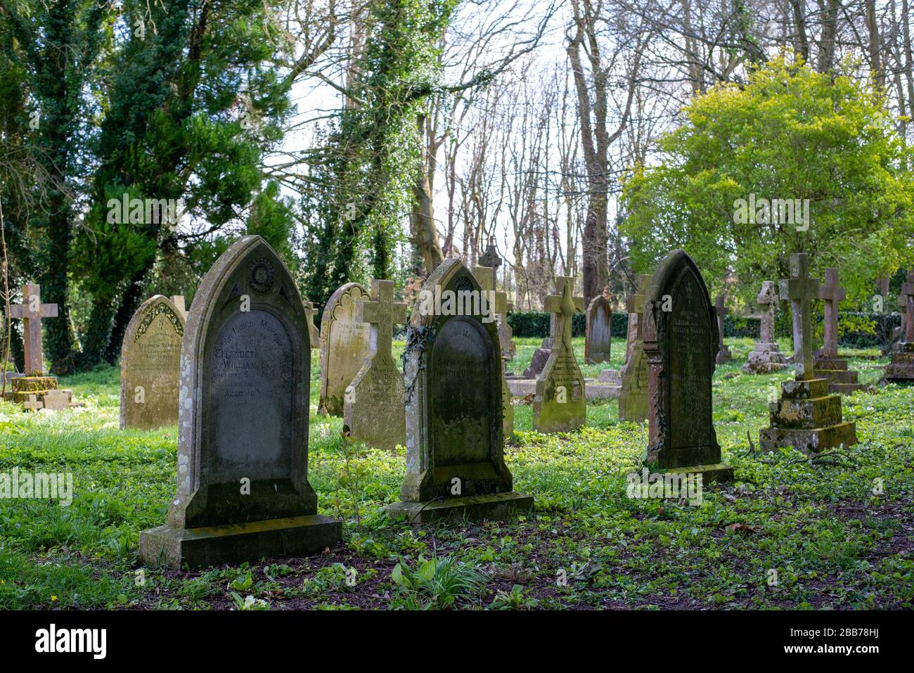 English Village Graveyard and Churchyard in Hampshire, England Stock ...