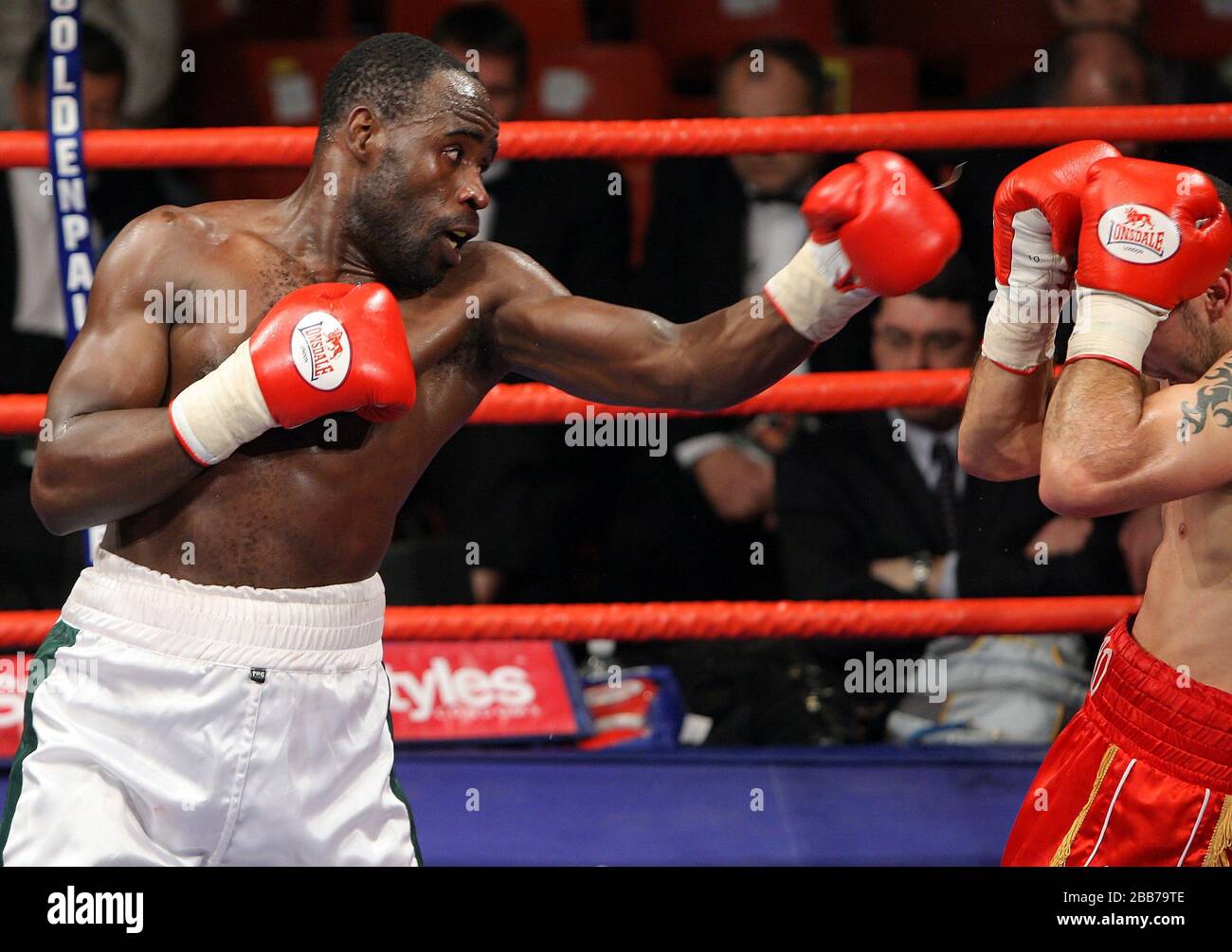 Geard Ajetovic (Kirkby/Serbia, red shorts) defeats Joey Vegas ...