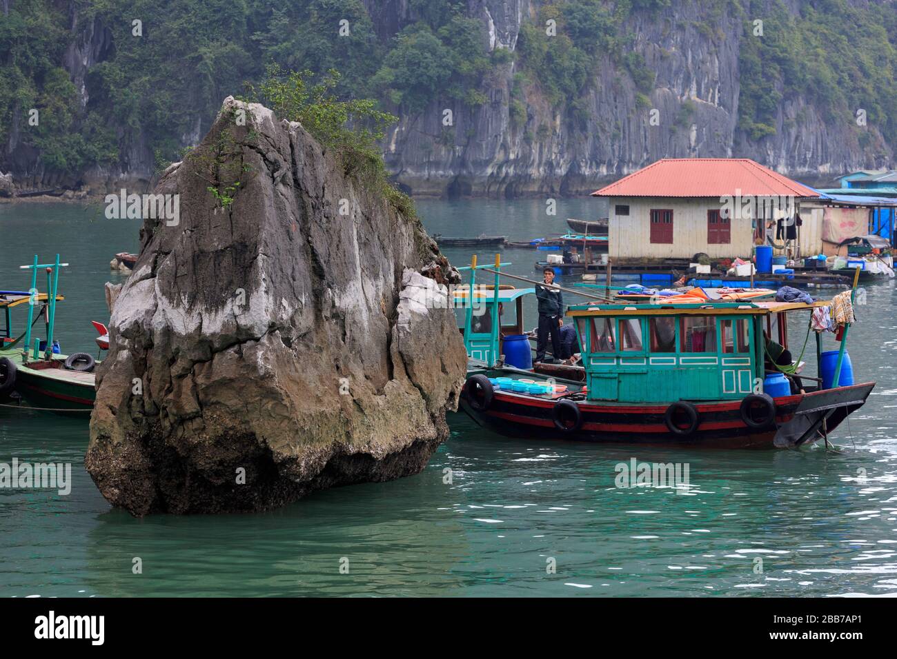 Floating village in Halong Bay,Vietnam,Asia Stock Photo - Alamy