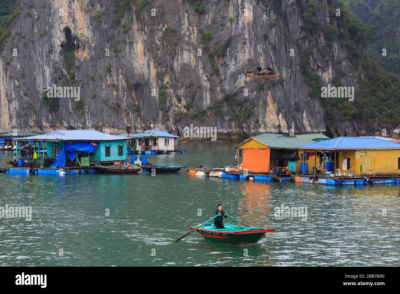 Floating village in Halong Bay,Vietnam,Asia Stock Photo - Alamy