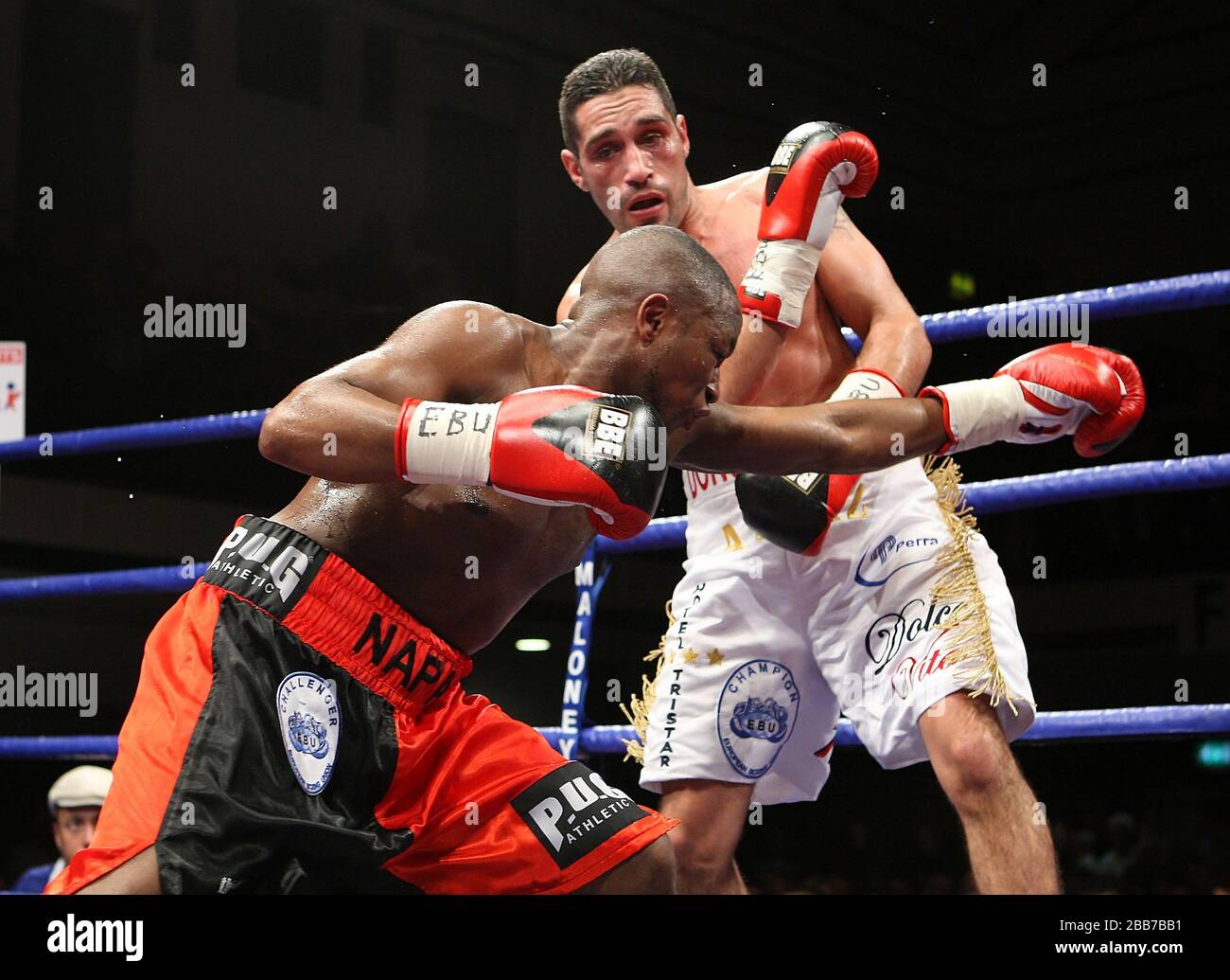 Ian Napa (Hackney, red/black shorts) defeats Carmelo Ballone (Belgium ...