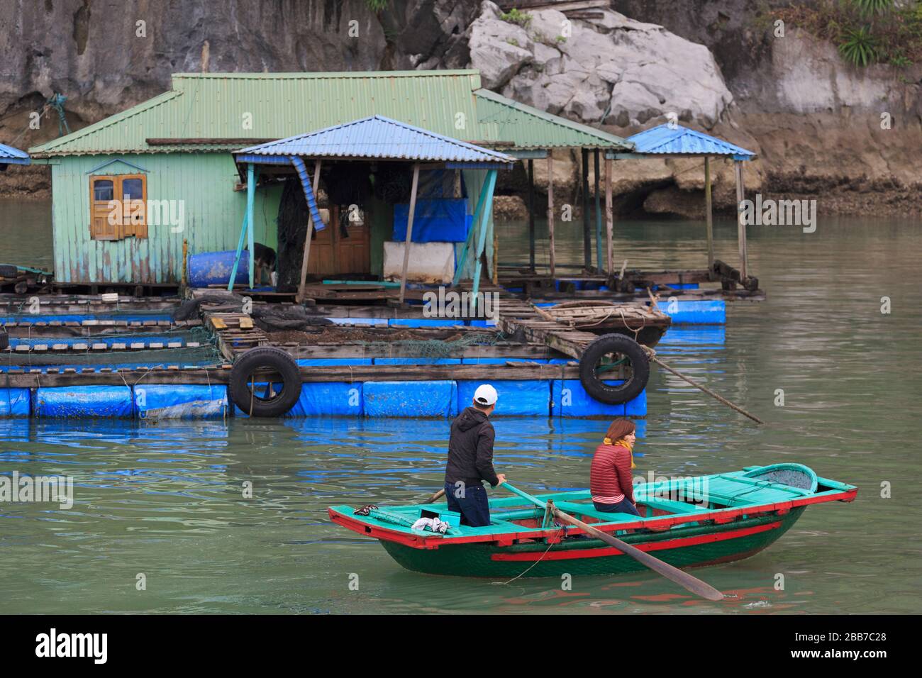 Floating village in Halong Bay,Vietnam,Asia Stock Photo - Alamy