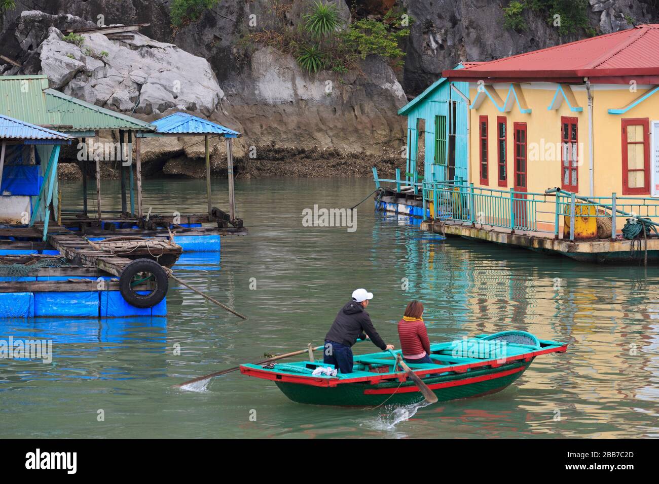 Floating village in Halong Bay,Vietnam,Asia Stock Photo - Alamy