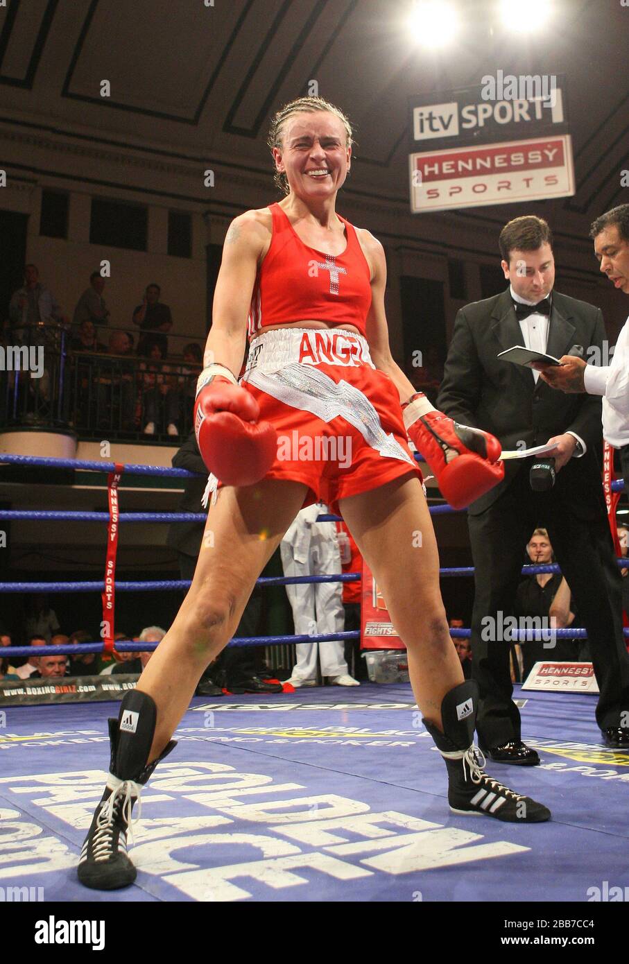 Angel McKenzie (Thornton Heath, red shorts) defeats Lana Cooper (Wales ...