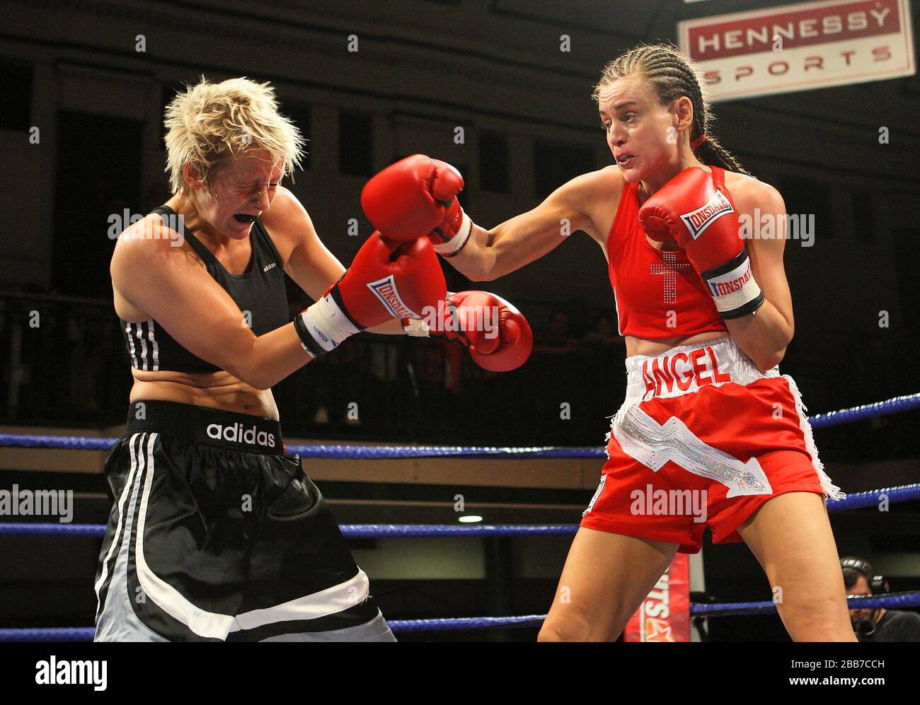 Angel McKenzie (Thornton Heath, red shorts) defeats Lana Cooper (Wales ...