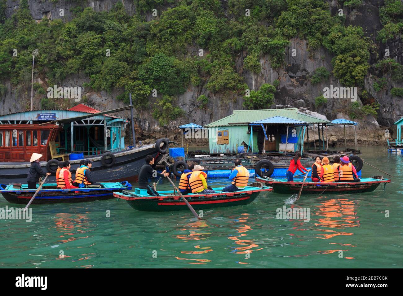 Floating village in Halong Bay,Vietnam,Asia Stock Photo - Alamy