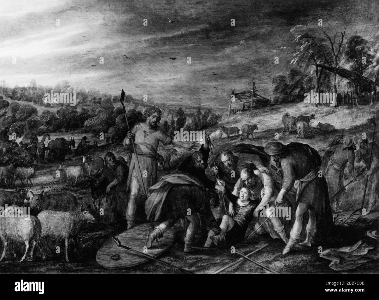 Joseph is thrown into the pit Black and White Stock Photos & Images - Alamy
