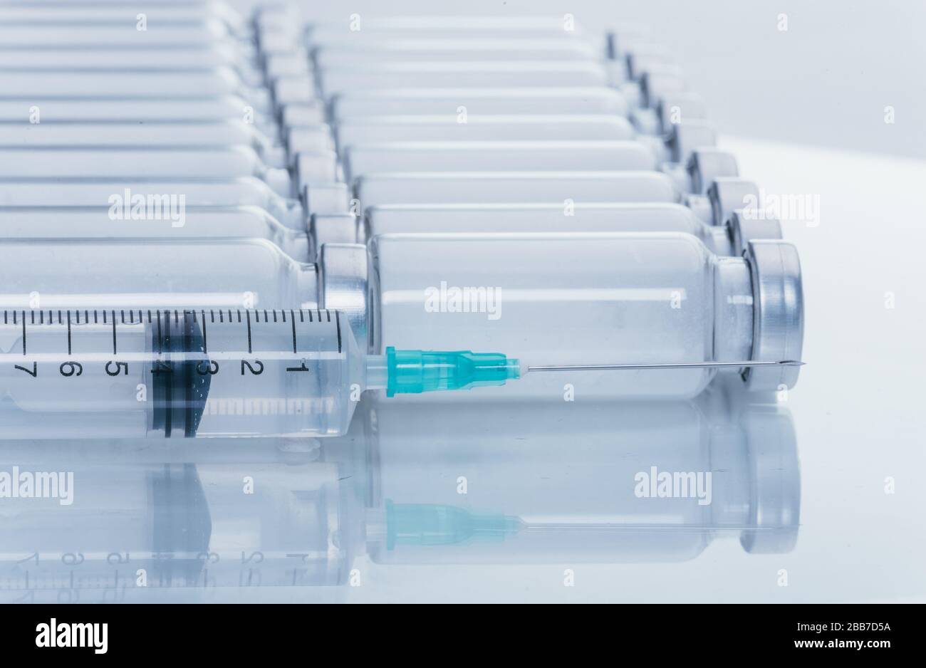 Medicine, Injection, vaccine and disposable syringe, drug concept ...
