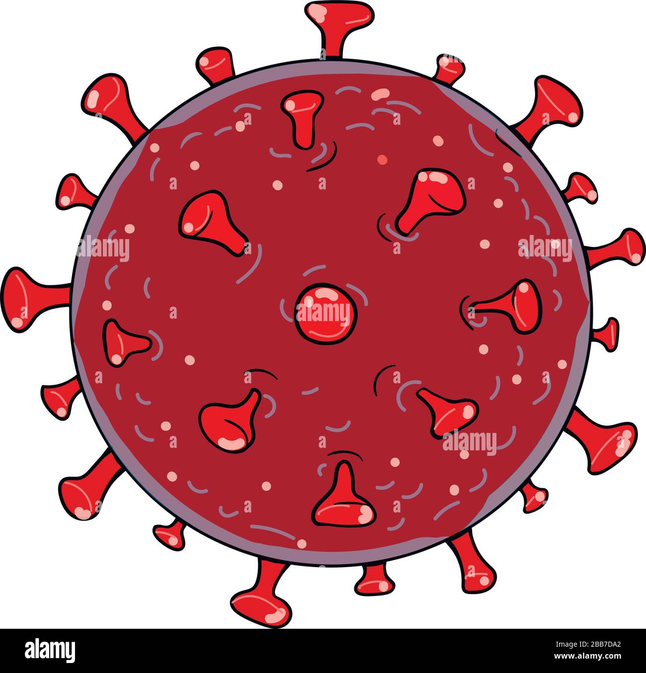 Vector drawing of outline human Coronavirus virion in red isolated on ...