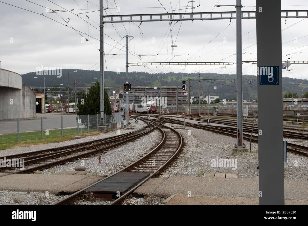 Swiss Train station Bulle, Gruyère in the canton of Fribourg ...
