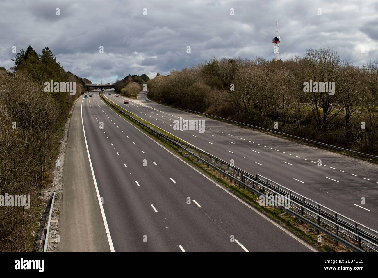 A quiet view of the M4 Motorway during the COVID19 outbreak in Sarn ...