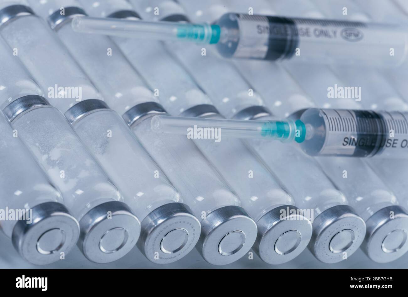 Medicine, Injection, vaccine and disposable syringe, drug concept ...