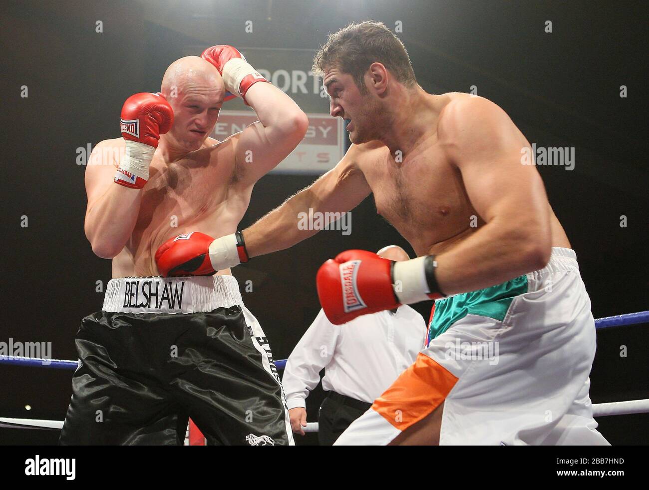 Tyson Fury (Wilmslow, multicoloured shorts) defeats Scott Belshaw ...