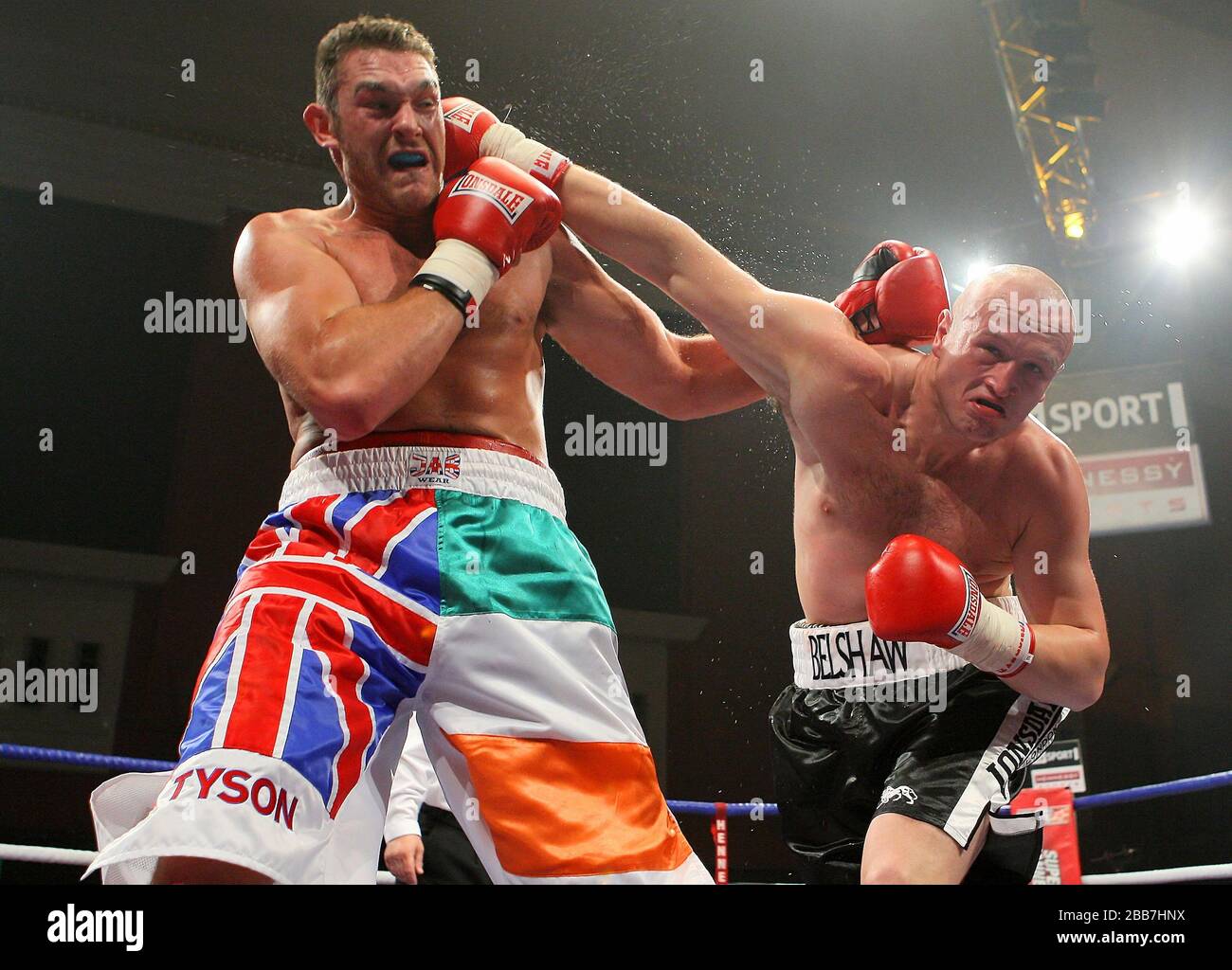 Tyson Fury (Wilmslow, multicoloured shorts) defeats Scott Belshaw ...