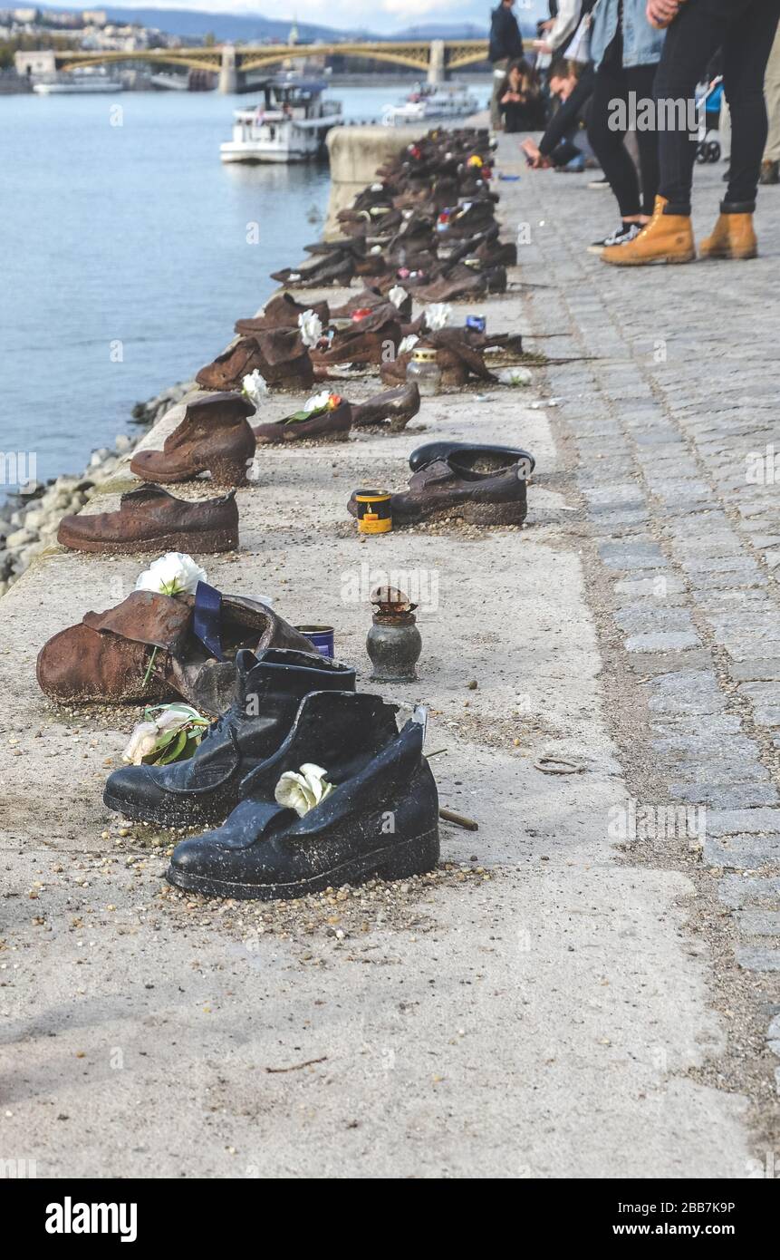 Budapest, Hungary - Nov 6, 2019: Iron Shoes on the Danube Bank ...