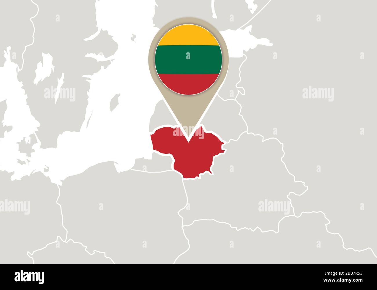 Europe with highlighted Litvanija map and flag Stock Vector Image & Art ...