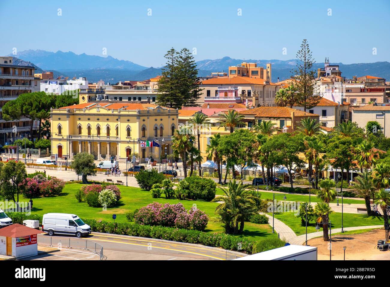 Olbia, Sardinia / Italy - 2019/07/21: Panoramic view of Olbia port and ...