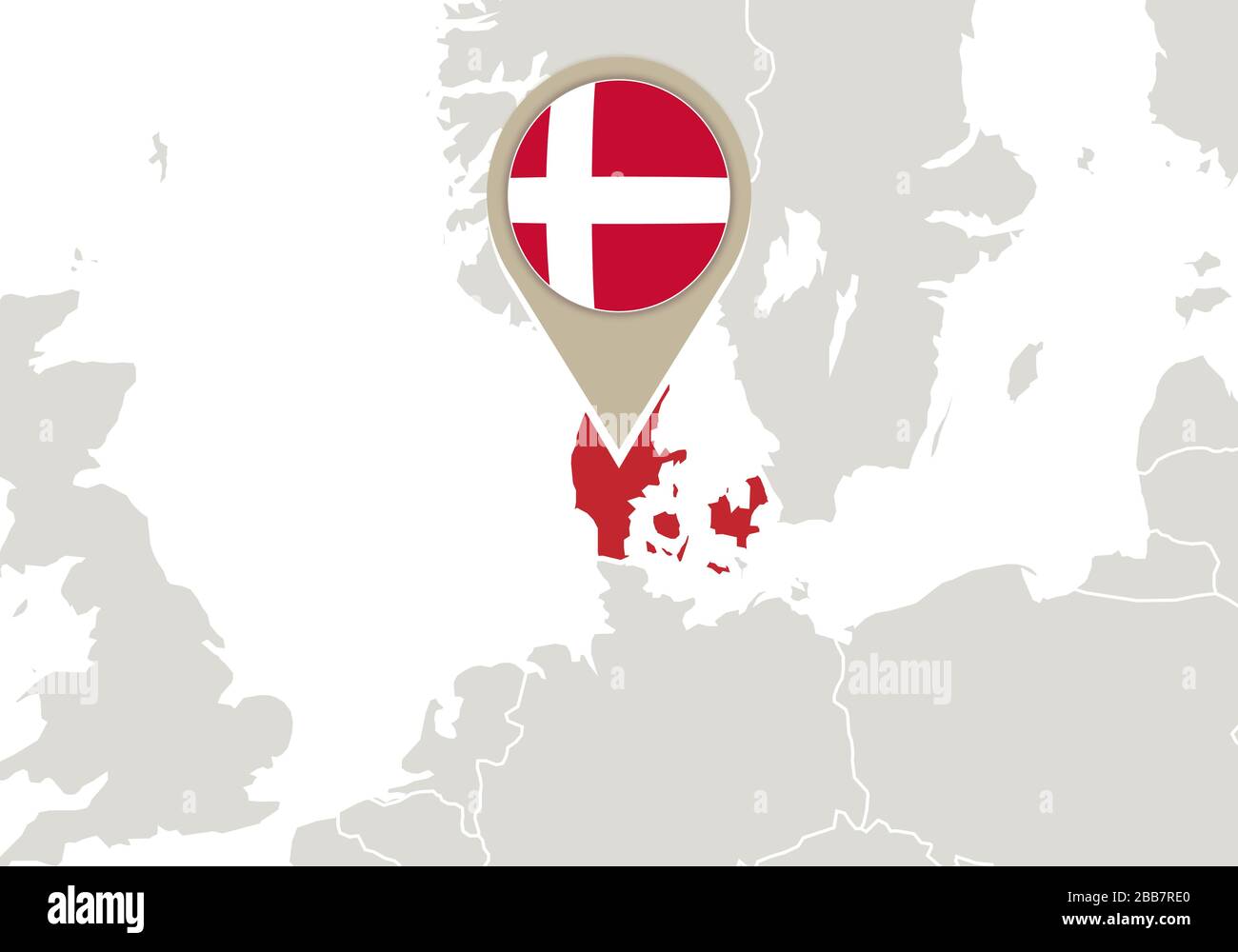 Europe with highlighted Denmark map and flag Stock Vector Image & Art ...